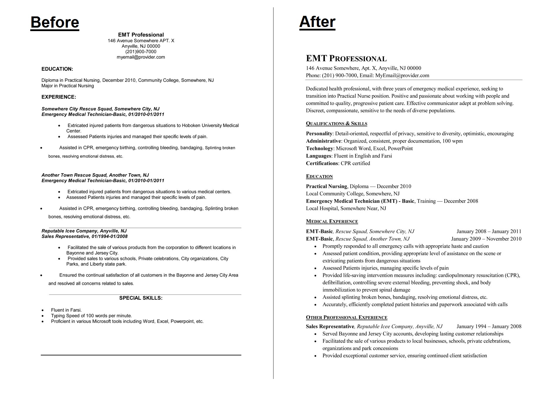 Before and After Sample – The Caffeinated Career